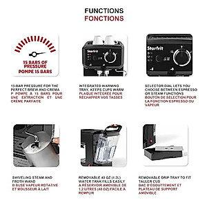 Starfrit 024005-001-0000 Cappuccino Espresso Machine, Standard, Black