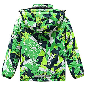 MOERDENG Kid's Ski Jacket Waterproof Winter Coat Boy's and Girl's Fleece Snowboarding Jackets with Detachable Hood