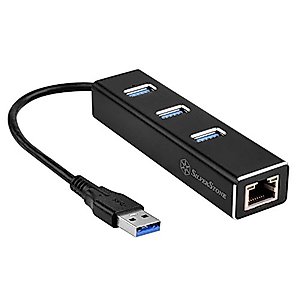 Silverstone SST-EP04B USB 3.1 Gen1 Compatible, 3-Port Hub/LAN Adapter