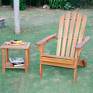 VICTORY RELAX Collapsible Adirondack Chair, 440 LBS Ergonomic Wooden Patio Armchairs with Waterproof and UV Protection Coating, Recliner Chair for Deck, Lawn, Backyard, Garden, Poolside, Fire Pit