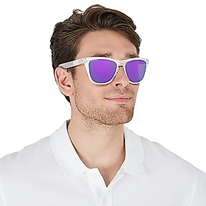 Oakley OO9013 Frogskins Square Sunglasses, Polished Clear/Prizm Violet, 55 mm