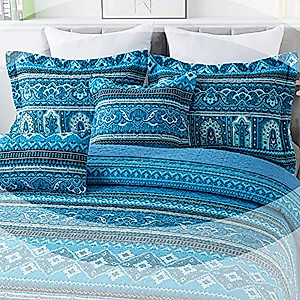 VAPUTAR Cotton Quilt Sets Queen Size Bedspreads (90X98 Inch) + Matching Pillowcases (20 X27 Inch) + Throw Pillow Cover(18X18 Inch)