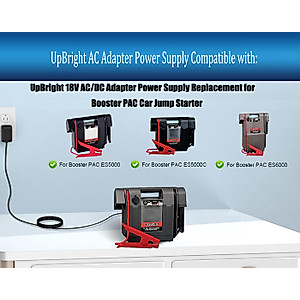 UpBright 18V AC/DC Adapter Compatible with Booster PAC ES5000 Truck ES6000 ES6000KE 1500 3000 A Jump Starter ES Battery TCB ESP5500 ESA217 ESA218 ESA-218 ESA-18 ESA-217 DC1501000 Power Supply Charger
