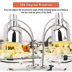 360° Rotating Double Bulb Food Heater Light, Commercial Food Buffet Warmer Lamp,Portable Food Light Commercial Fries Fried Food Heating Light (220-250V)
