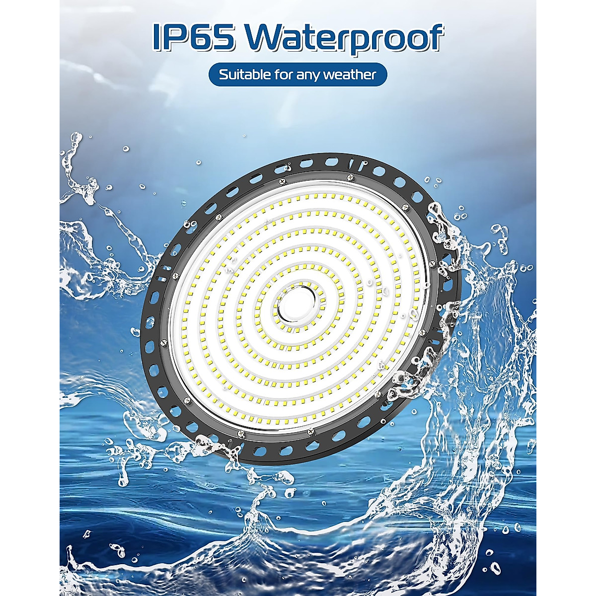 HAPYLUMI UFO LED High Bay Light 100W, 10000LM High Bay LED Shop Lights 6500K UFO Lamp with 6.5ft US Plug IP65 Waterproof UFO High Bay Commercial Area Lighting Fixture for Garage Barn Warehouse Gym