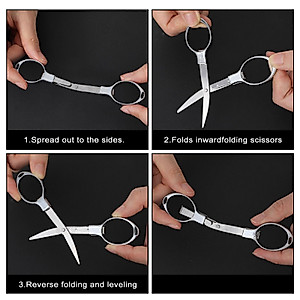 2Pcs Folding Scissors Stainless Steel Mini Scissors 8.3x 2.4cm Safe Portable Small Scissors for Sewing Paper Cutting