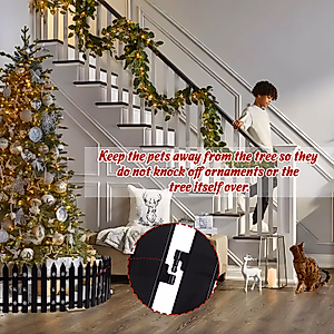 36PCS Christmas Tree Fence Black Decorations - Xmas Indoor Outdoor Gate for Pet Garden Plastic Picket Fences Party Decor (Assembly Needed)