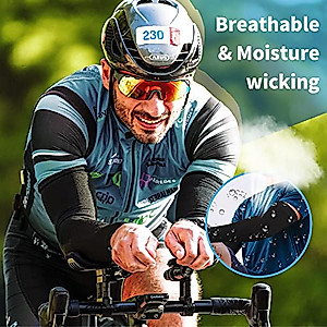 YESLIFE Black UPF 50 Cooling Sports Arm Sleeve for Women, Men & Kid, UV Sun Protection Arm Sleeves for Men & Women - Tattoo Cover Up