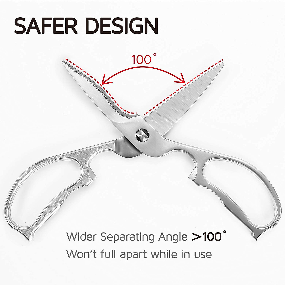 WELLSTAR Sharp Kitchen Knives 5 Piece Set, Chef Carving Bread Utility Paring Knife + Come Apart Heavy Duty Chicken Meat Scissors Shears with German Stainless Steel Blade + Universal Knife Block Holder