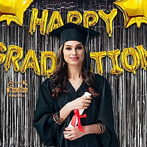 Black Tinsel Curtain Party Backdrop Glitter - GREATRIL Party Streamers Backdrop Foil Fringe Curtains for Birthday/Graduation/Halloween/Wizard Decorations - 1m x 2.5m - Pack of 2