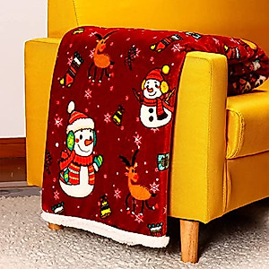 Christmas Blanket,Sherpa Blanket,Red Throw Blanket for Couch,Weighted Soft Fleece Blanket,Gift for Kids Women,Breathable, Comfortable, Anti-Pilling, Machine Washable|50'' X 60''