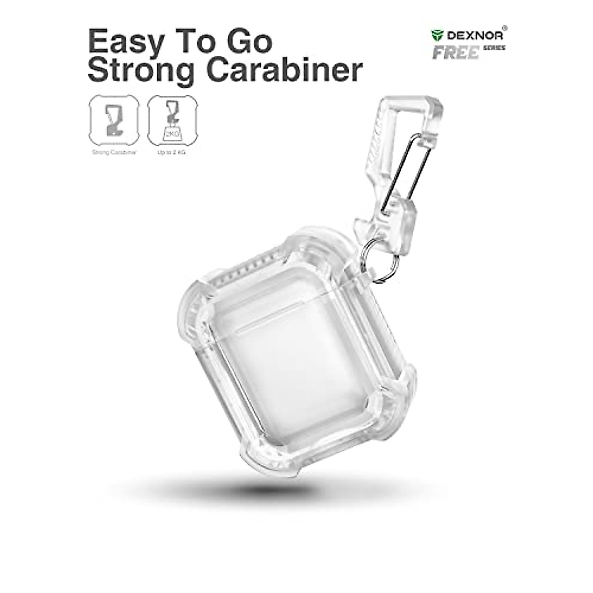 Dexnor Compatible with Airpods 1&2 Case, Clear Hard 2-Peice AirPods 1st(2016) & AirPods 2nd(2019) Generation Case with Keychain Clip for Boys Girls Women Men[LED Visible Support Wireless Charging]