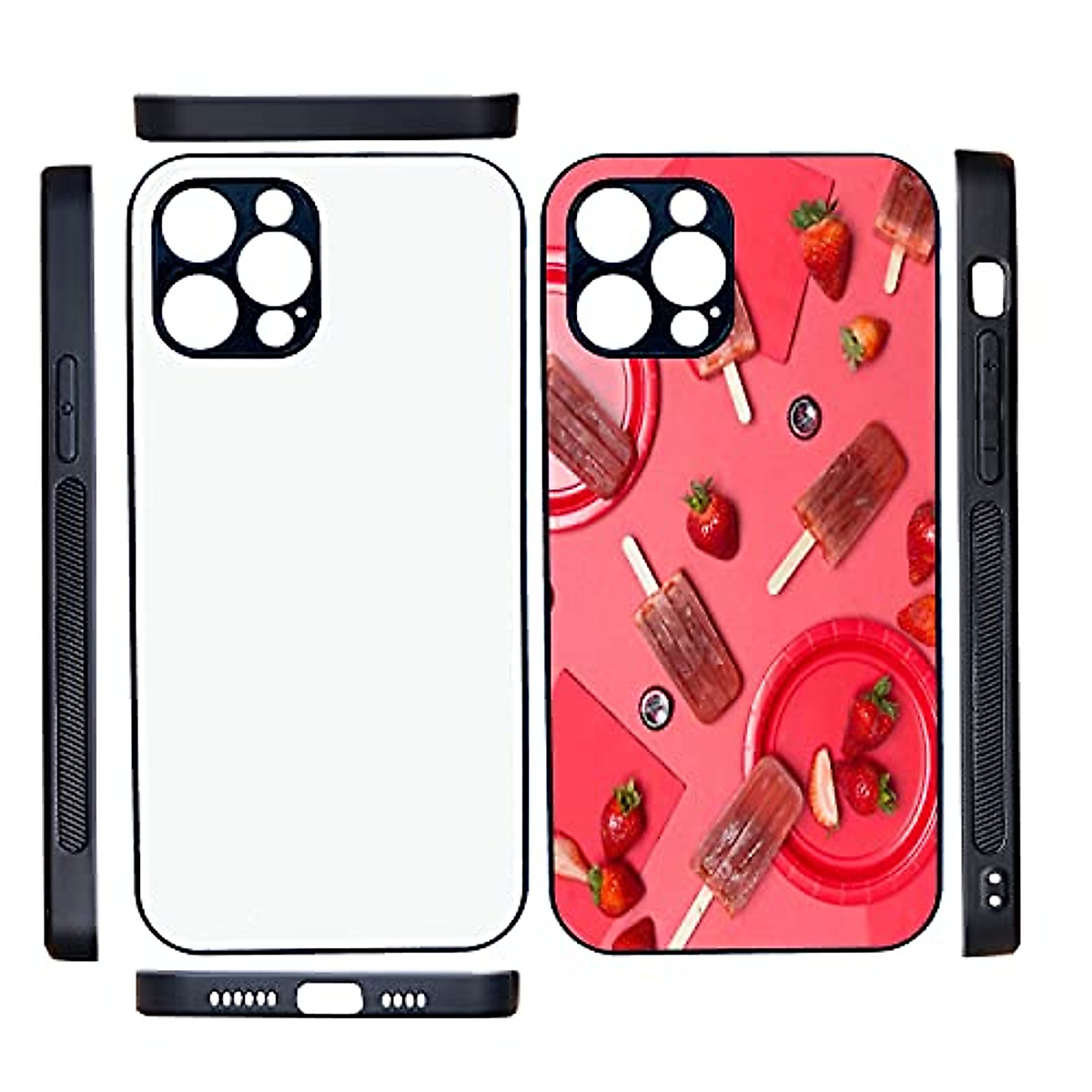 JUSTRY 5PCS Sublimation Blanks Phone Case Covers Compatible with Apple iPhone 12 Pro Max, 6.7 Inch,Easy to Sublimate DIY, 2 in 1 2D Soft Rubber TPU Heat Transfer Pure White Finish