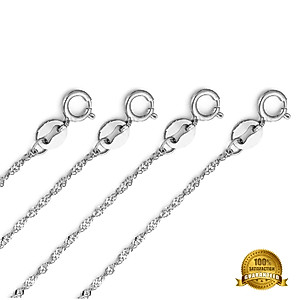 TGDJ 14k Yellow OR White Gold Solid 0.9mm Singapore Chain Necklace with Spring Ring Clasp - Great Gift for Christmas, Birthday & All Occasions (Avg. Weight 1 Grams/Length 22 in)