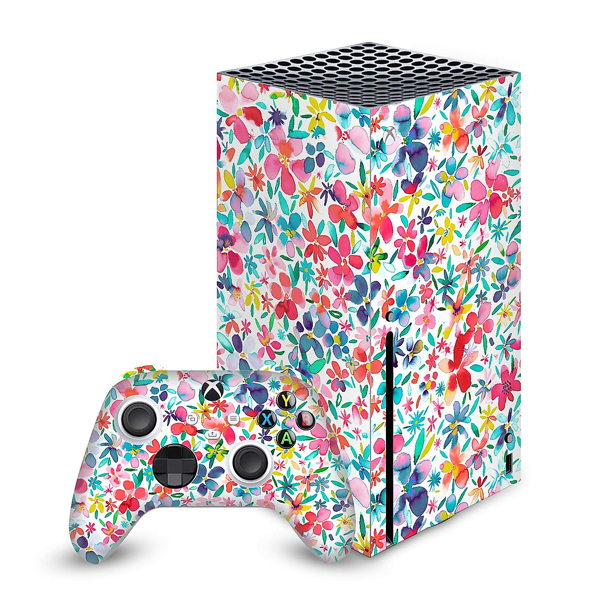 Head Case Designs Officially Licensed Ninola Colorful Petals Spring Art Mix Vinyl Sticker Gaming Skin Decal Cover Compatible With Xbox Series X Console and Controller Bundle