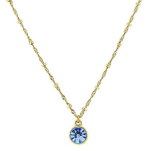 1928 Jewelry "Best Of Times" 14K Gold Dipped Light Sapphire Blue Pendant Necklace For Women, 16"