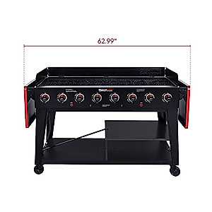 Royal Gourmet GB8003 Flat Top Grills Outdoor Cooking Propane Gas Grill and Griddle Combo, Outdoor Party or Backyard BBQ, Black