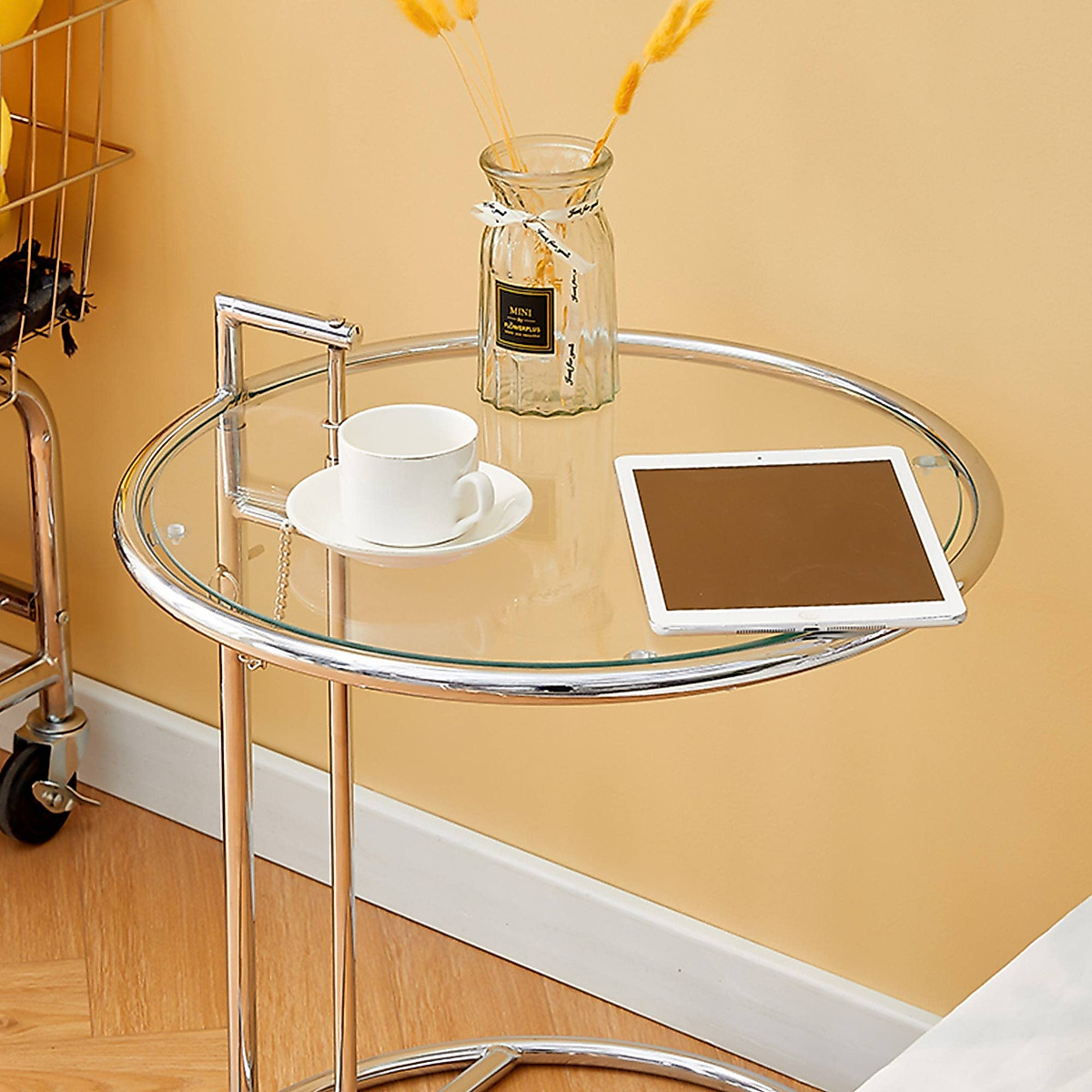 JUFU Round Glass Table Top,18in Patio Table Tops,3/8" Thick Tempered Table Top with Pencil Polished Edge,Transparent Flat Circular Sheet Ideal for Patio,Dining,Coffee,Side Table