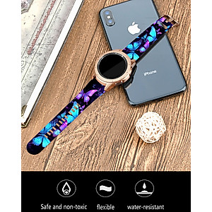 20mm Silicone Sport Bands Compatible for Galaxy Watch 6/Watch 5/Galaxy Watch 4 40mm 44mm/Classic 42mm 46mm/Watch 3 41mm, Active 2 Watch Bands,Cool Replacement Strap for Women Men(blue purple