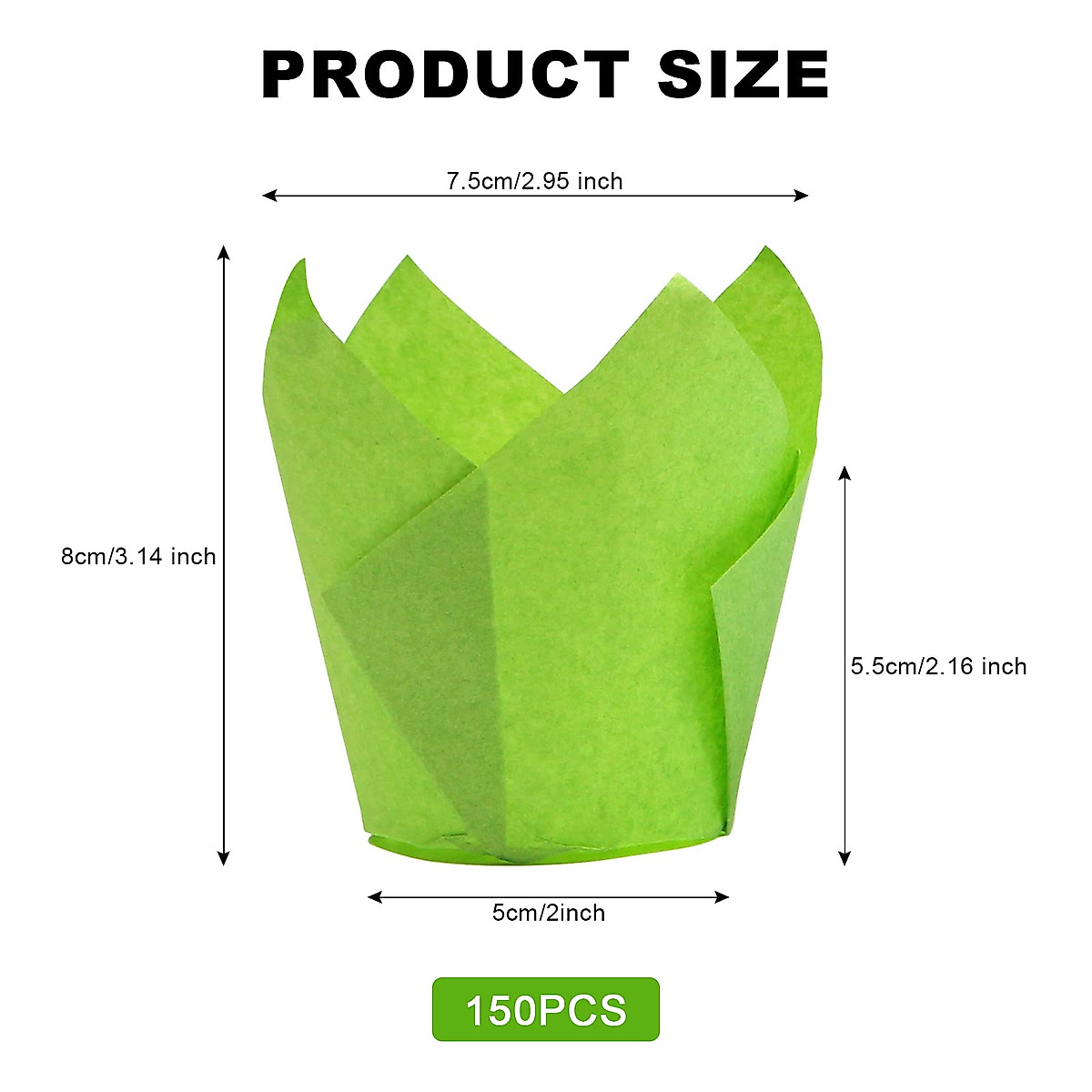 150 Pcs Tulip Cupcake Liners Baking Cups Muffin Liners, Grease Resistant Baking Cupcake Papers Liners for Weddings, Birthdays, Party, Holiday Celebration (Solid Color-Green Blue Pink)