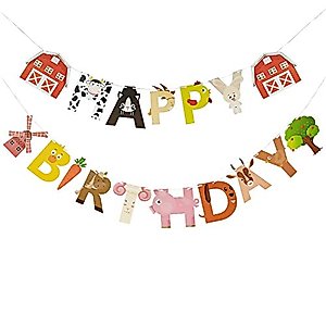 Farm Animals Birthday Banner,Farm Animals Themed Birthday Baby Shower Party Decoration