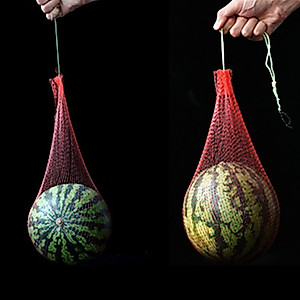 JCBIZ 15pcs 450mm/17.7" Watermelon Nets with Drawstring Hanging Watermelon Nets Bags Reusable Plastic Gardening Net, Red