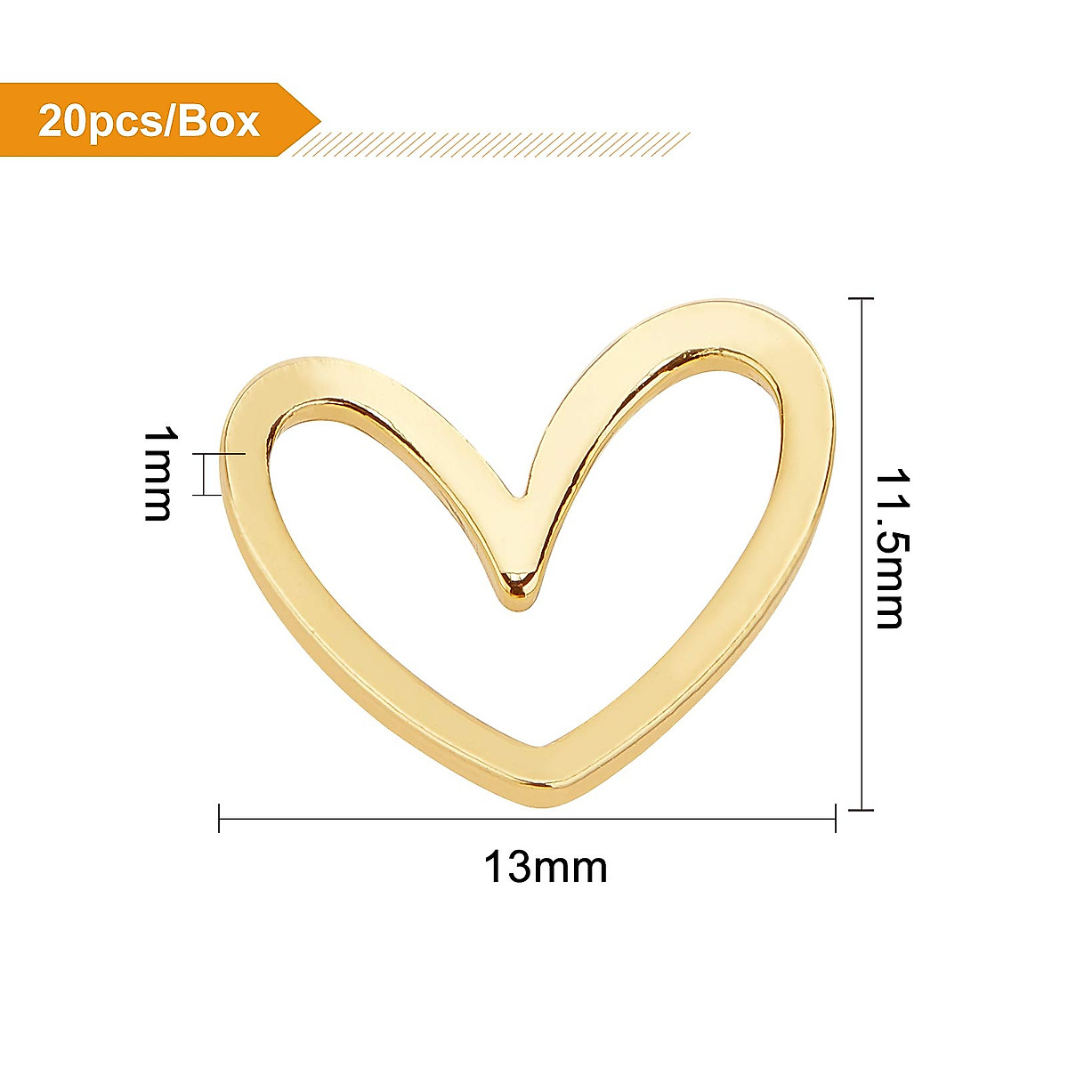 BENECREAT 20pcs Real 18K Gold Plated Linking Rings Brass Heart Jewelry Connectors Open Bezels for Bracelets Necklace DIY Making, Wedding, Mother's Day Festival Gifts, 11.5x13mm