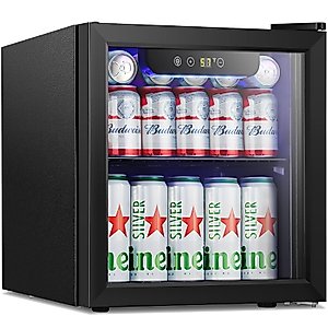 Antarctic Star Mini Fridge Cooler - 12 Bottle 48 Can Beverage Refrigerator Glass Door for Drinks or Beer Wine –Small Drink Dispenser for Home, Office or Bar, Electronic Knob Control，1.3cu.ft.