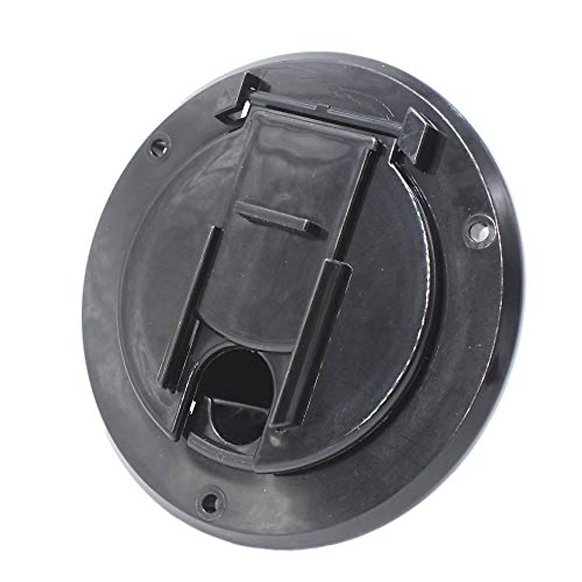 X-Haibei RV Trailer Camper Electric Power Cord Cable Hatch Round Fits 2-3/4 inches Dia. Hole Flip Up Cover (Black)