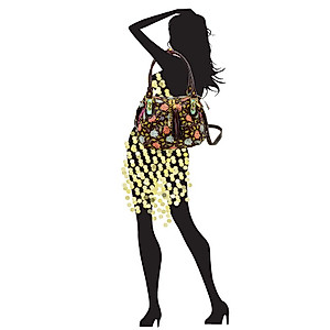 Marino Orlandi Medium Handpainted Roses Purse Chocolate Genuine Leather Tote Crossbody Bag With Italian Designer Handbag