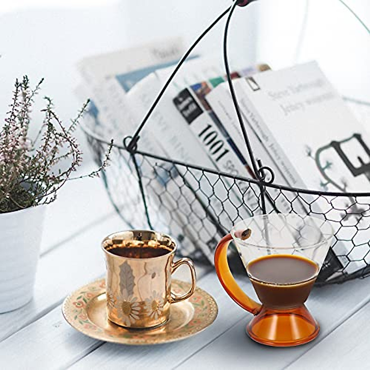 VINTORKY Coffee Pot Clear Tea Kettle Tea Mug Coffee Filter Cup Tea Cup with Lid Coffee Cups with Lids Pitcher with Lid Stainless Coffee Mug Espresso Machine Coffee Concentrate White Glass