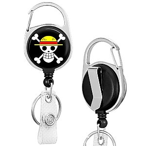 Badge Reels Holder Retractable Keychain Heavy Duty with ID Clip for Nurse Key Card Name Tag Cute Anime Cartoon Skull Medical Work Office Key Retractor Leash Metal Carabiner Belt Clip