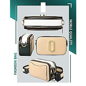 Iswohjzzz Designer Crossbody Bag Purse Women Snapshot Mini Leather Crossbody Bag Wide Strap Shoulder Handbag Camera Clutch Khaki