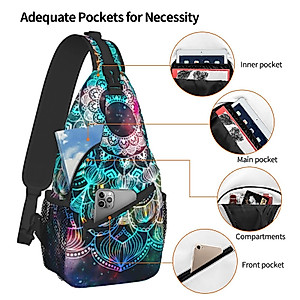 Jumou Galaxy Mandala Sling Bag Crossbody Backpack Women Men Travel Chest Bag Casual Outdoor Sports Running Hiking