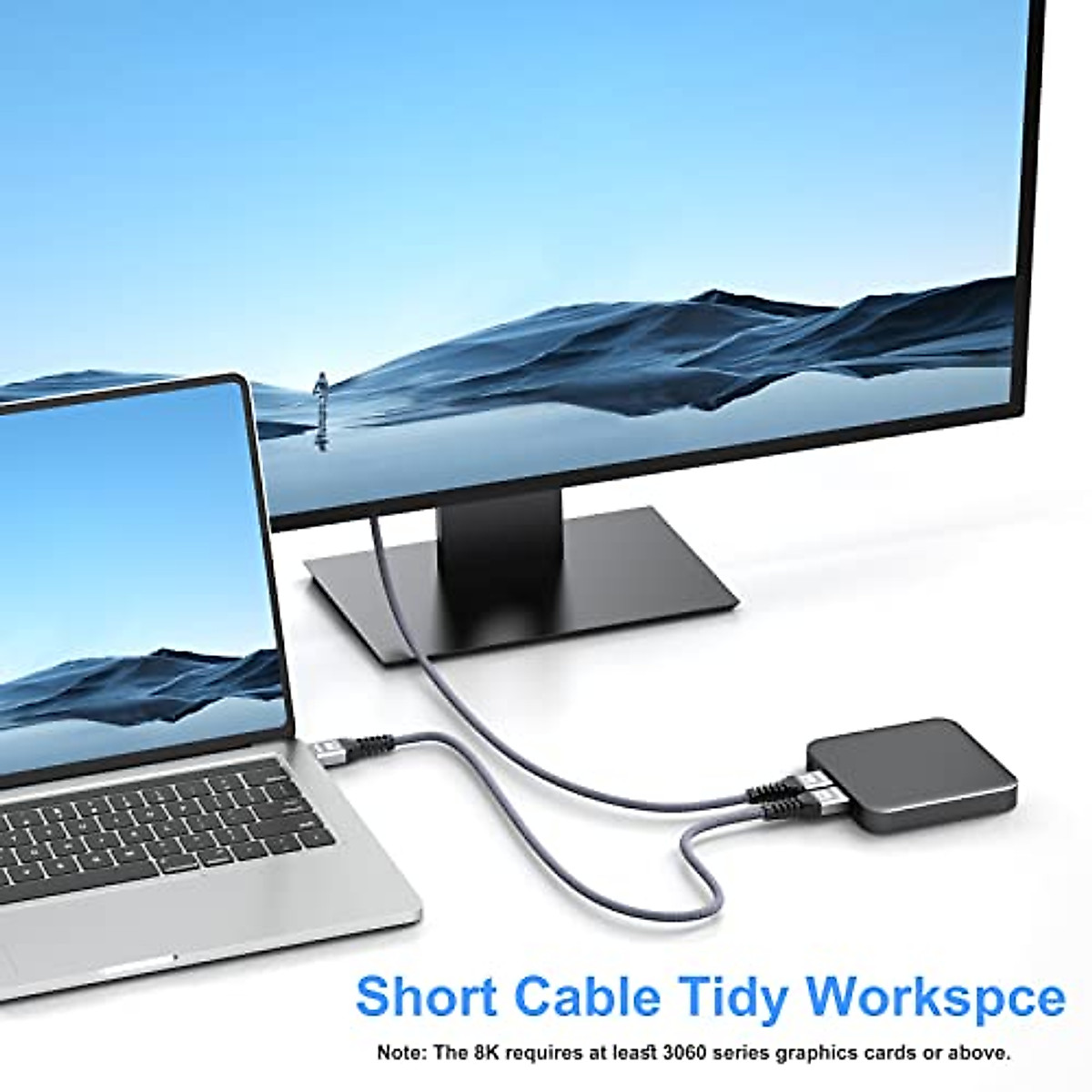 Short HDMI Cable 1.5FT 2-Pack, 8K HDMI 2.1 Cable HDMI to HDMI Cord 48Gbps Ultra High Speed (8K@60Hz, 4K@120Hz, 2K, 1080P, HDR, 3D, eARC) for Laptop, Monitor, Switch, PS5/PS4, Xbox