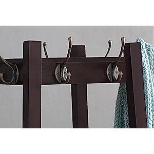Roundhill Furniture Vassen Coat Rack with 3-Tier Storage Shelves, Espresso Finish