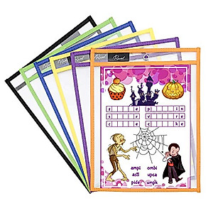 Dry Erase Sleeves – Multicolor Dry Erase Pockets – Reusable Classroom Sheet Protectors – Dry Erase Sheet Protectors with Oversize Pockets – Pack of 12 Heavy Duty Page Protectors