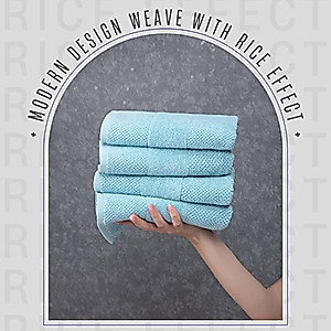 Antioch Home Bathroom Hand Towels, Hotel Quality & Fluffy & Absorbent & Soft & Fast Drying Turkish Hand Towels for Bathroom, 100% Cotton Turkish Hand Towel Set - [ 4 Pack – 16 x 28 inches ] - Aqua