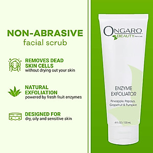 Ongaro Beauty Organic Face Scrub - Natural Exfoliating Face Wash & Enzyme Peel for Sensitive Skin - Facial Scrub Exfoliator for Women & Men - Clear Acne & Unclog Pores - Smooths & Brightens - 4 FL OZ