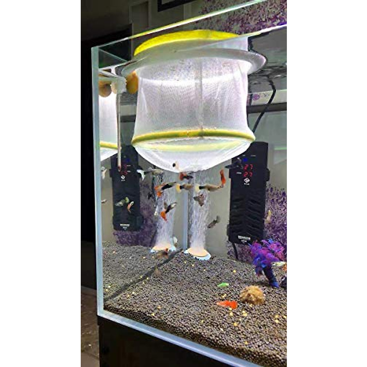 2 Units Aquarium Fish Hatchery Isolation net, Aquarium Fish Breeder Tank Isolation Hatching Net Box, a Large Aperture net and a Small Aperture net Together