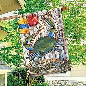 Blue Crab Bushel Summer House Flag Nautical 28" x 40" Briarwood Lane