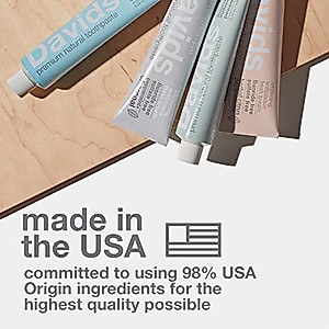 Davids Natural Toothpaste For Teeth Whitening, Herbal Citrus Peppermint, Antiplaque, Flouride Free, SLS Free, EWG Verified, Toothpaste Squeezer Included, Recycable Metal Tube, 5.25oz