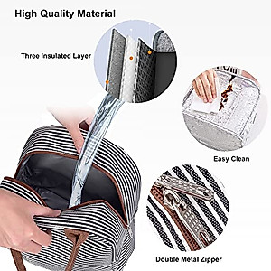 Eneteck Insulated Lunch Bag for Women, Reusable Lunch box for Adults, Insulated lunchbox Men Women, Lunch Tote Bags for Work, Picnic, Camping or Travel(Strip)