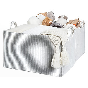 StorageWorks 45L Extra Large Fabric Storage Bins with Decorative Storage Boxes with Lids and Soft Rope Handles