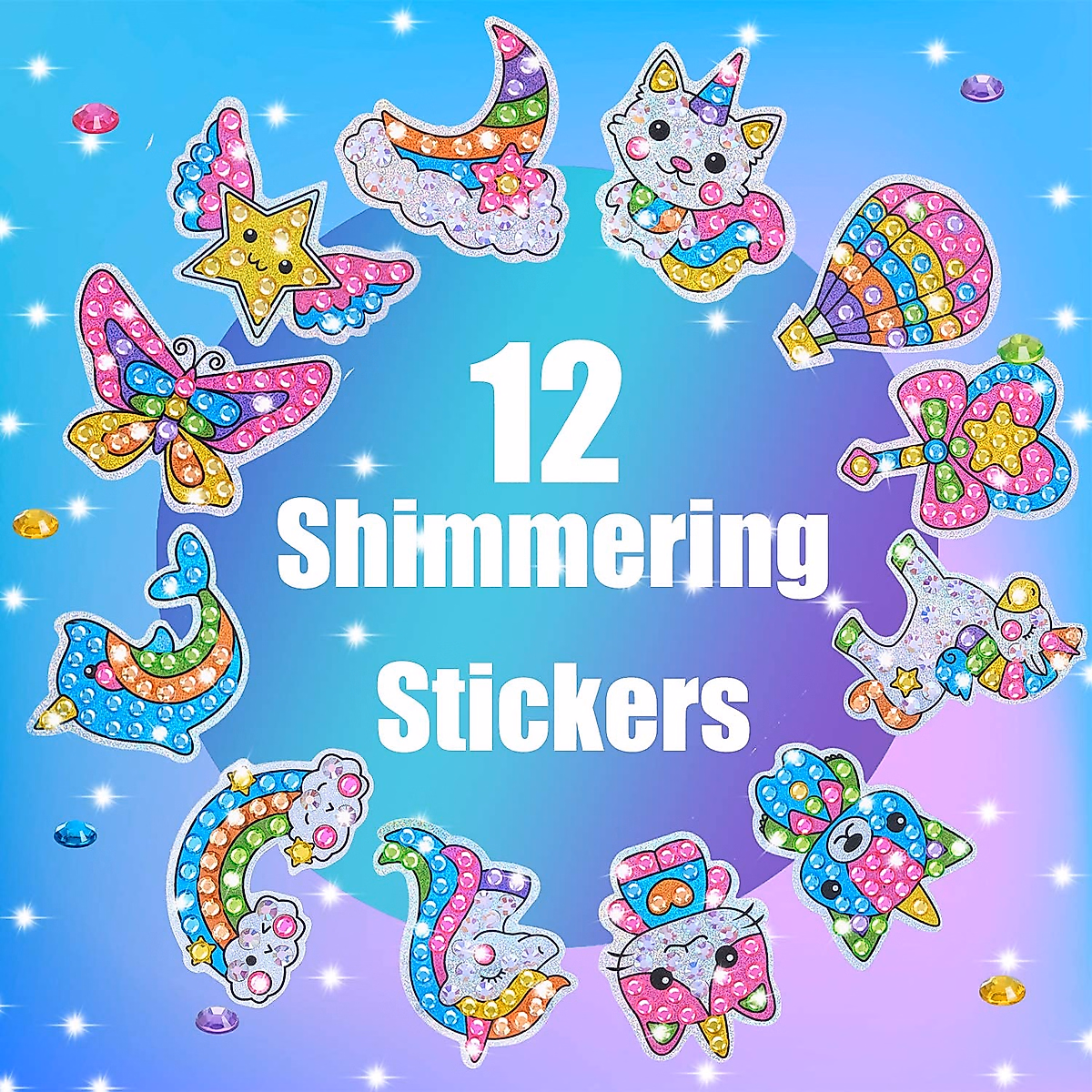 HFCBO Gem Diamond Painting Kits for Kids - Arts and Crafts for Girls & Boys Ages 6-8 8-10 10-12-Make Your Own Stickers and Suncatchers(Magical)