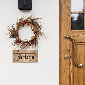 Be Grateful Rustic Wooden Hanging Sign Decor, Thankful Front Door Wall Decor Sign Wood Plaque for Farmhouse Living Room Home Office Porch Entryway, Christian Hanging Wall Art Gift (1 pack)-05
