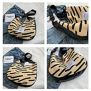 Women Girls Fashion Shoulder Bag Large Tote Handbag Purse Canvas Shopping Dating Bag Slouchy Travel Bag Casual Bag Crossbody (Brown)