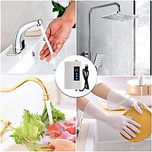 Tankless Electric Water Heater 110V 3000W Under Sink On Demand Instant Hot Water Heater for Kitchen Bathroom Washing (White)