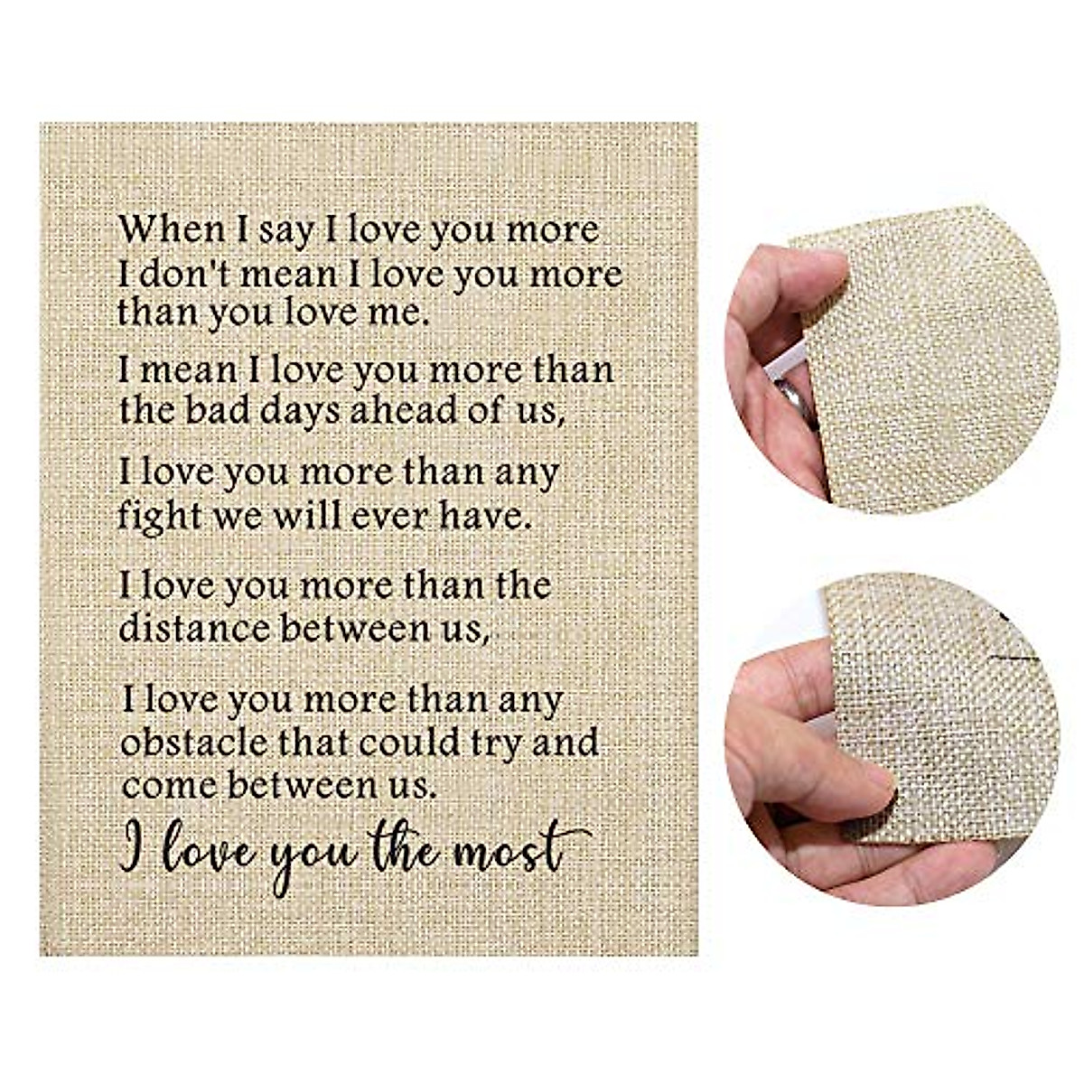 Corfara Framed Burlap Print 11" W X 13" H, Gifts for Men Anniversary, Wife Birthday Gifts from Husband, I Love You The Most, Valentine Day Gifts for Girlfriend, Boyfriend, Deployment Gift for Him, Her