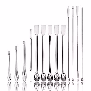 13Pcs Stainless Steel Lab Spatula Micro Scoop Reagent Laboratory Mixing Spatula 22cm Long Sampling Spoon